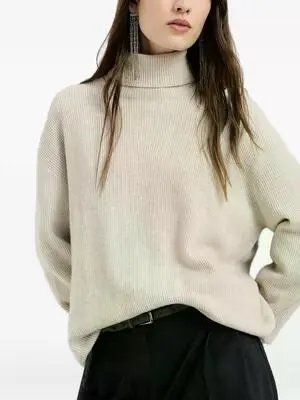 Brunello Cucinelli Ribbed Cashmere Jumper - Neutrals