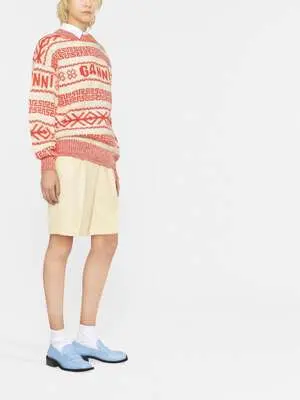 GANNI Intarsia-knit Wool Jumper - Orange