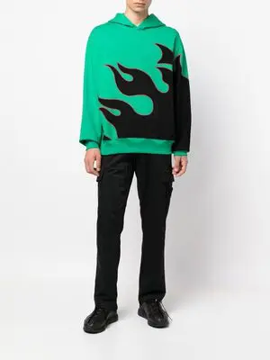 JUST DON Flame Print Cotton Hoodie