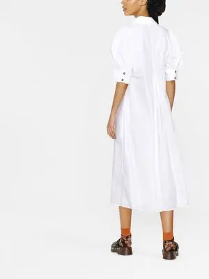 GANNI V-neck Organic Cotton Midi Dress