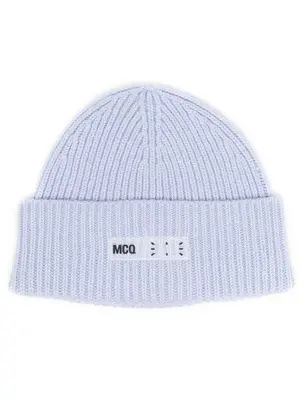 Alexander McQueen Logo-print Ribbed-knit Beanie - Purple