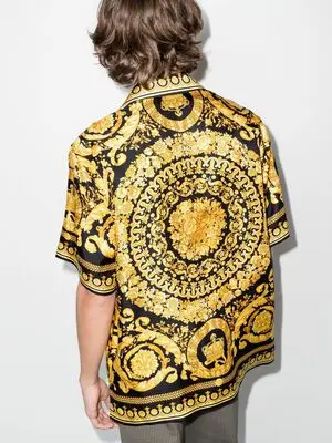 Versace Barocco-print Silk Shirt - Yellow