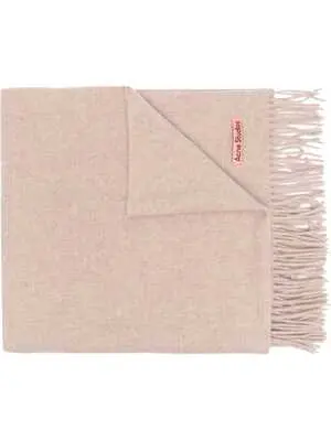 Acne Studios Fringed Wool Scarf Neutrals