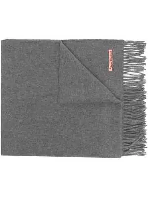 Acne Studios Fringed Wool Scarf - Grey