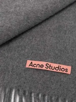 Acne Studios Fringed Wool Scarf - Grey