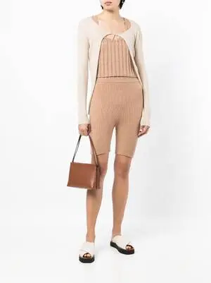 Cashmere In Love Mira Ribbed Merino-cashmere Shorts - Brown