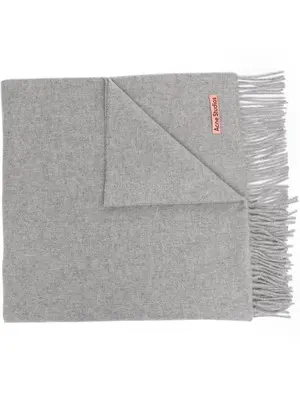 Acne Studios Oversize Fringe Wool Scarf - Grey