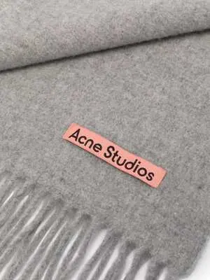 Acne Studios Oversize Fringe Wool Scarf - Grey