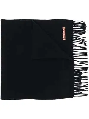 Acne Studios Fringed Wool Scarf - Black