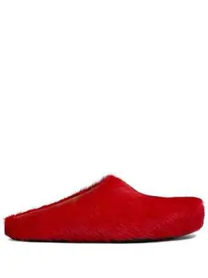 Marni Long Hair Calfskin Fussbett Sabot - Red