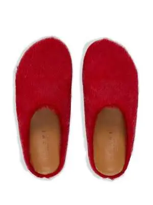 Marni Long Hair Calfskin Fussbett Sabot - Red