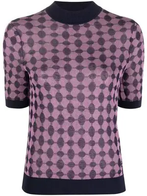 Tory Burch Geometric-print Short-sleeve Jumper