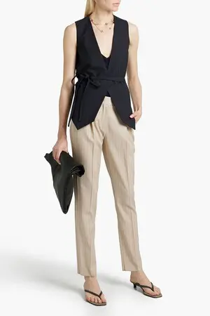 Brunello Cucinelli Bead-embellished Wool-blend Vest - Midnight Blue