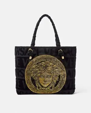 Versace Versace Crystal Icon Towel Tote Bag - Black