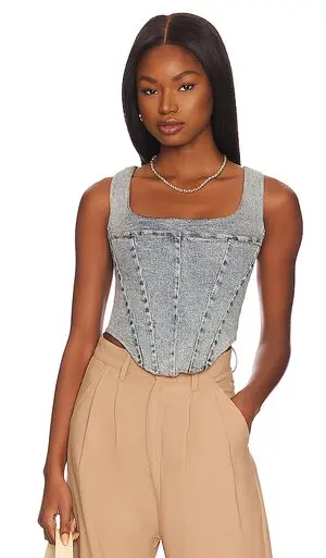 Miaou Campbell Top In Denim-medium