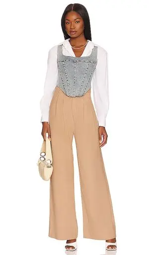 Miaou Campbell Top In Denim-medium