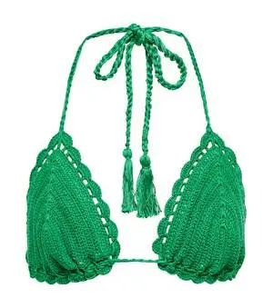 Anna Kosturova Crochet Bikini Top - Green