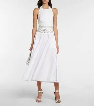 AlaA Halterneck Cotton Poplin Maxi Dress - White | Editorialist