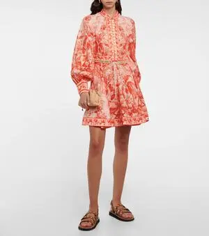 Zimmermann Lyre Printed Linen Minidress