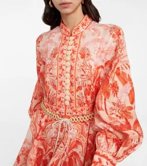 Zimmermann Lyre Printed Linen Minidress