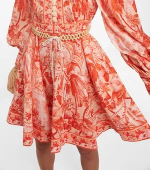 Zimmermann Lyre Printed Linen Minidress