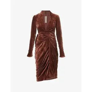 Rick Owens Plunge-neck Crushed-velvet Midi Dress