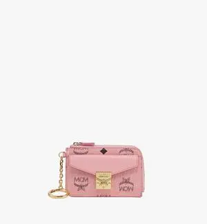 Mcm Tracy Zip Card Case In Visetos - Soft Pink