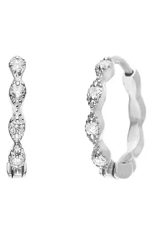 Sethi Couture Eleanor Diamond Huggie Hoop Earrings - White Gold