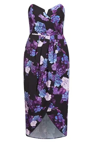 City Chic Floral Tulip-hem Dress