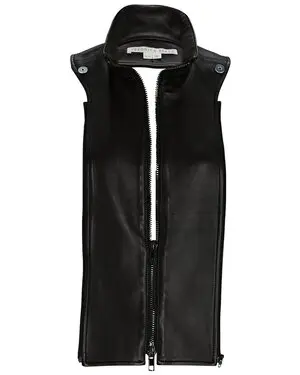 Veronica Beard Moto Leather Dickey Vest - Black
