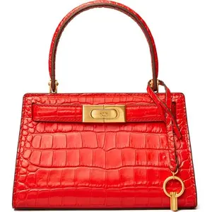 Tory Burch Lee Radziwill Croc-embossed Leather Satchel - Brilliant Red
