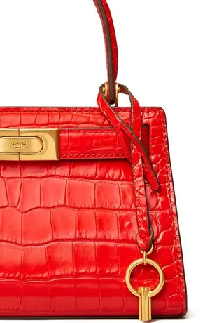 Tory Burch Lee Radziwill Croc-embossed Leather Satchel - Brilliant Red