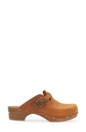 SANITA Kristel Studded Leather Clogs - Chestnut