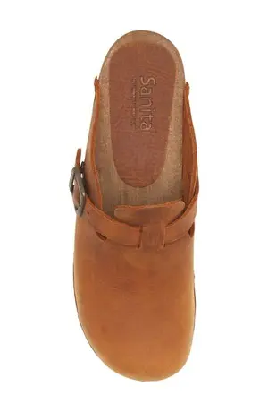 SANITA Kristel Studded Leather Clogs - Chestnut