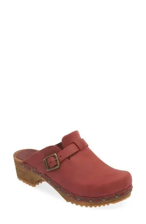 SANITA Kristel Studded Leather Clogs - Deep Red