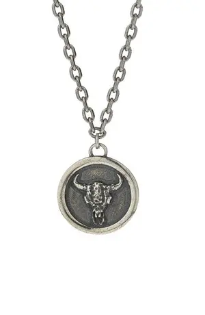 DEGS & SAL Bull Skull Coin Pendant Necklace