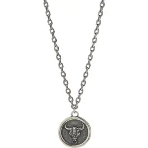 DEGS & SAL Bull Skull Coin Pendant Necklace - Silver
