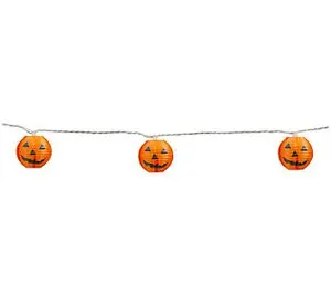NORTHLIGHT 10 Orange Jack-o'-lantern Paper Lant Ern Lights