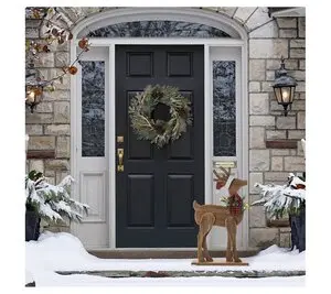 GLITZHOME 36'h Chunky Wood Reindeer Porch Decor