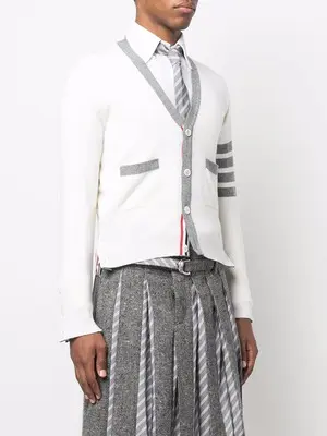 Thom Browne 4-bar Stripe Cashmere Cardigan - White