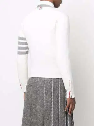 Thom Browne 4-bar Stripe Cashmere Cardigan - White
