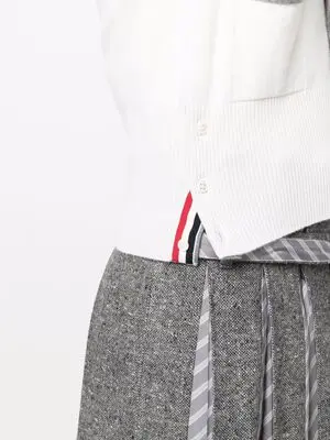 Thom Browne 4-bar Stripe Cashmere Cardigan - White