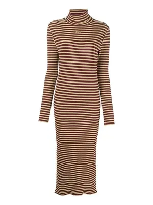 WALES BONNER Striped Roll Neck Knitted Maxi Dress