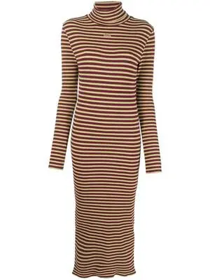 WALES BONNER Striped Roll Neck Knitted Maxi Dress
