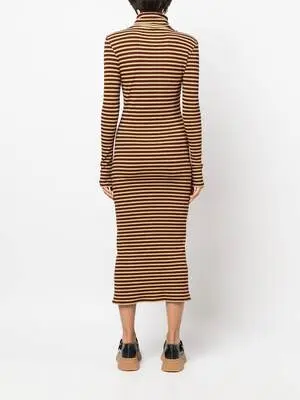 WALES BONNER Striped Roll Neck Knitted Maxi Dress
