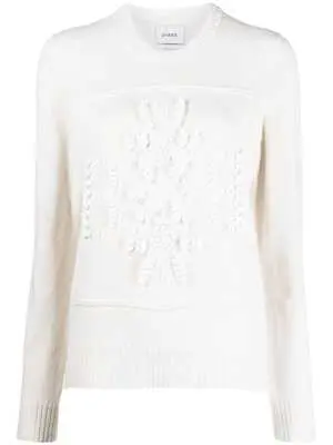 BARRIE Round Neck Cashmere Jumper - White