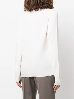 BARRIE Round Neck Cashmere Jumper - White