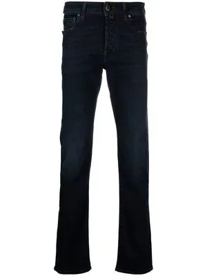 Jacob Cohen Embroidered-logo Straight-leg Jeans - Blue