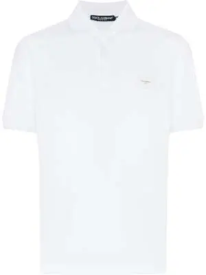 Dolce & Gabbana Logo Plaque Polo Shirt - White