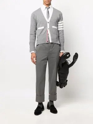 Thom Browne 4-bar Stripe Knit Cardigan - Grey